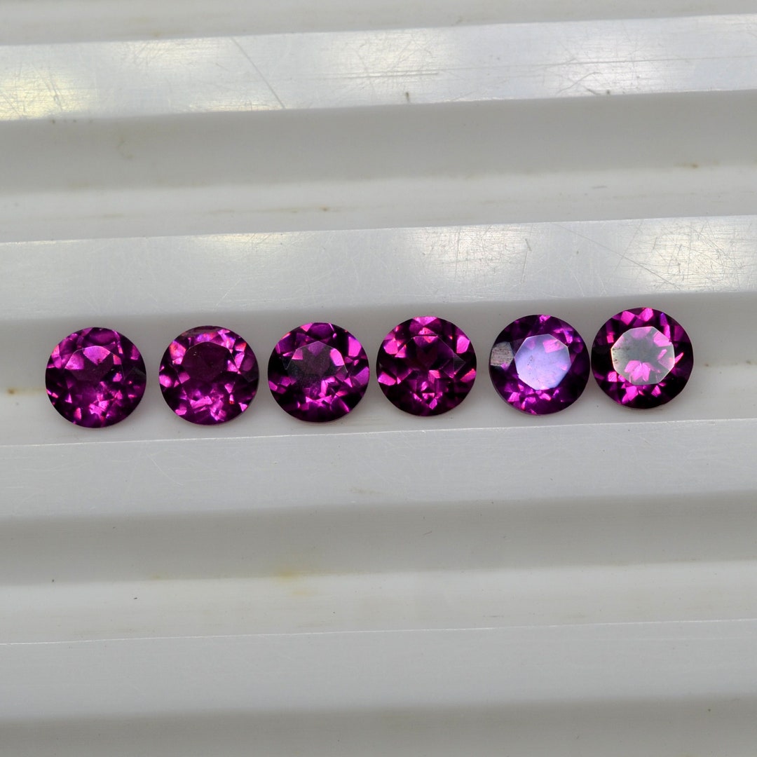 Rhodolite 2mm,3mm 4mm 5mm 6mm 7mm Round Faceted Cut Stone Calibrated ...