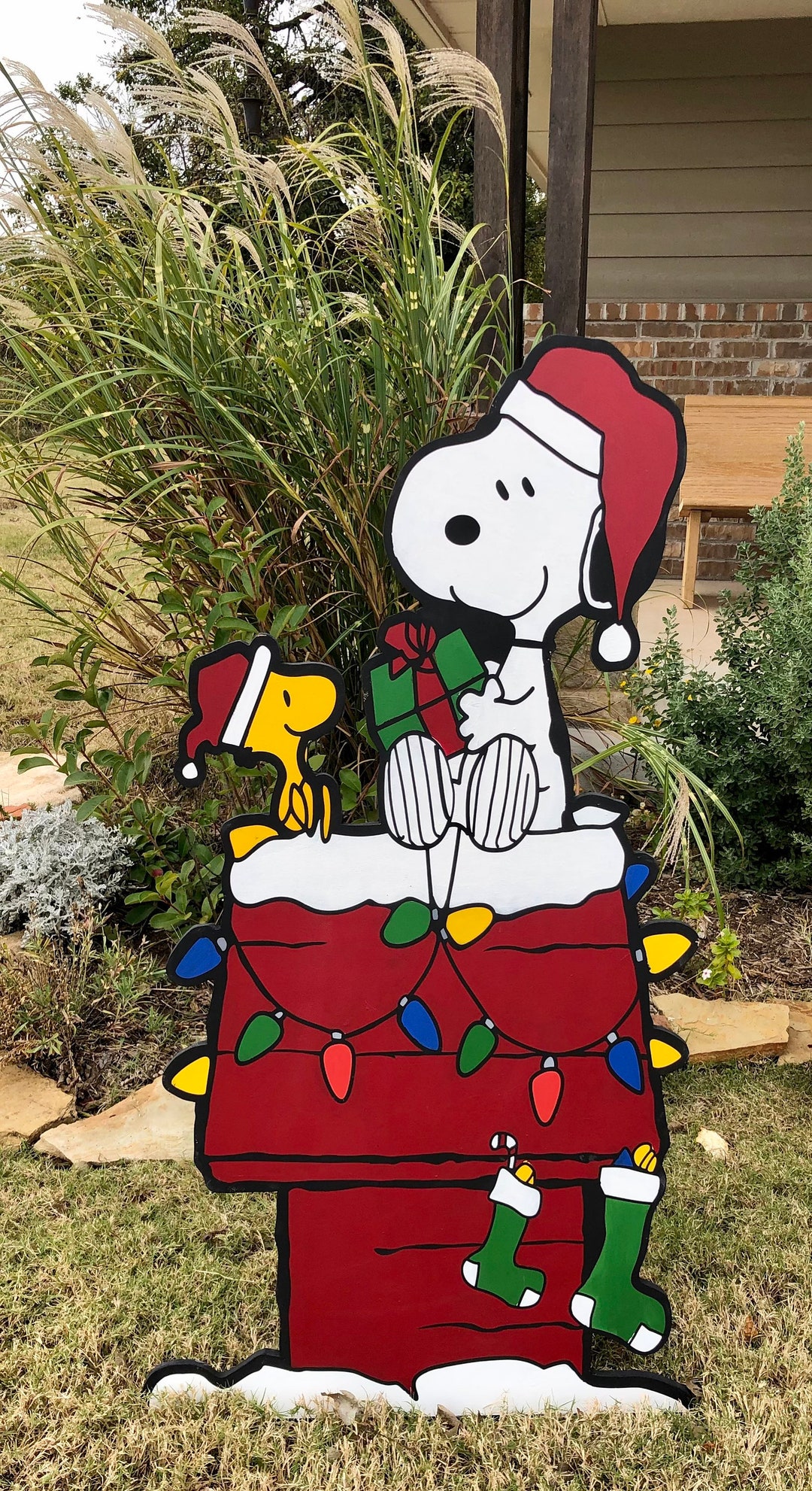Hand-painted Inspired Snoopy & Woodstock Christmas Yard Art - Peanuts ...