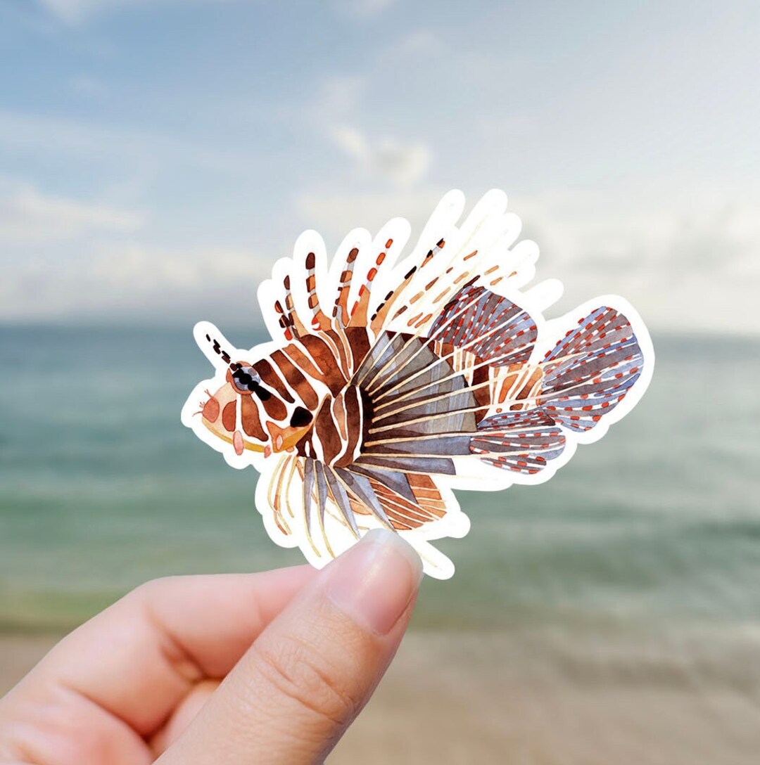 Striped Lion Fish Vinyl Sticker, Best Friend Gift, Small Gift, Laptop ...