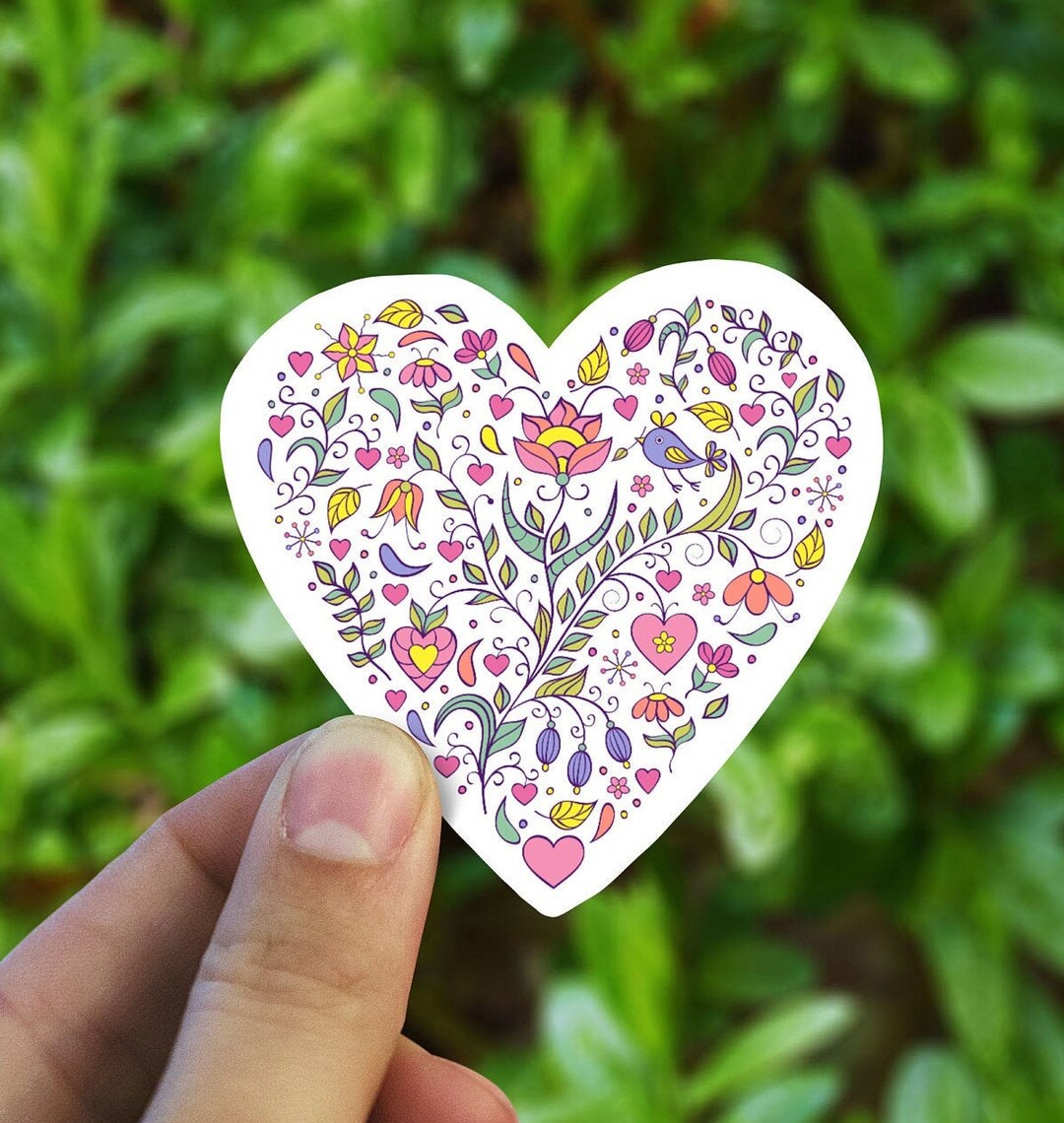 Heart in Flower Vinyl Sticker, Heart Stickers, Best Friend Gift ...