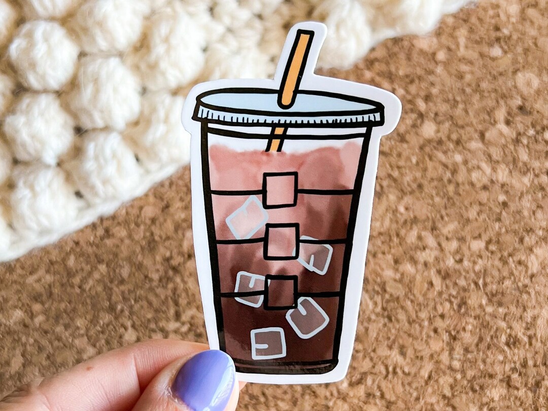 Iced Coffee Vinyl Sticker, Coffee Sticker, Ice Coffee Sticker, , Laptop ...