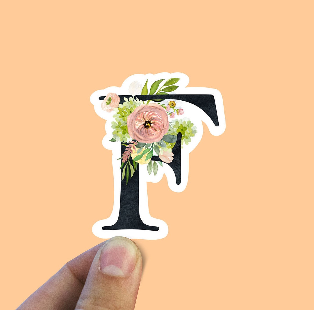 Spring Flower Letter F Vinyl Sticker, Monogram, Best Friend Gift ...