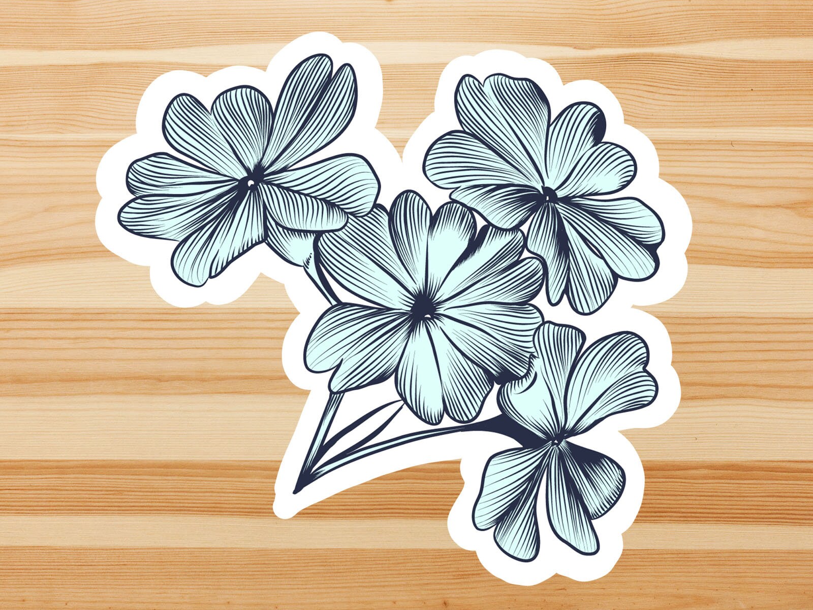 Blue Flower Sprigs Vinyl Sticker Flower Sticker Boho | Etsy