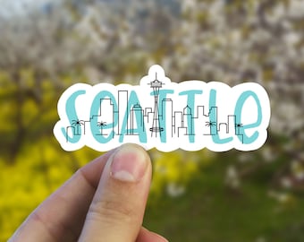 Colorful Seattle Skyline Vinyl Sticker Washington State Best - Etsy
