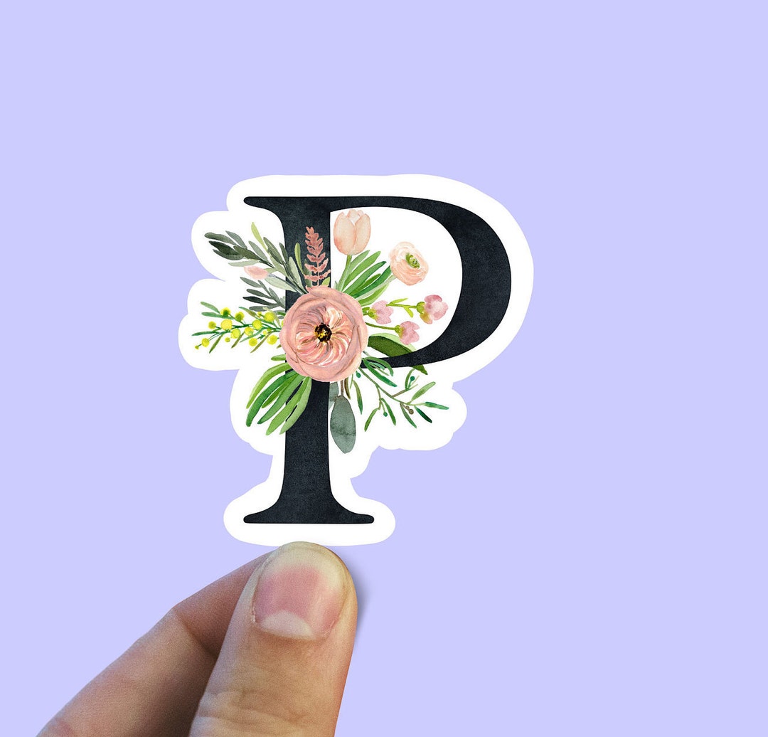 Spring Flower Letter P Vinyl Sticker, Monogram, Best Friend Gift ...