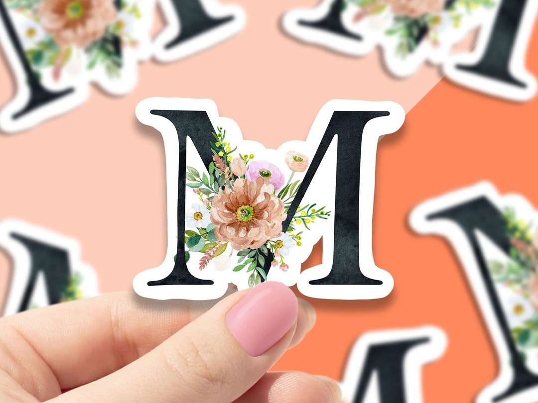 Spring Flower Letter M Vinyl Sticker, Monogram, Best Friend Gift ...
