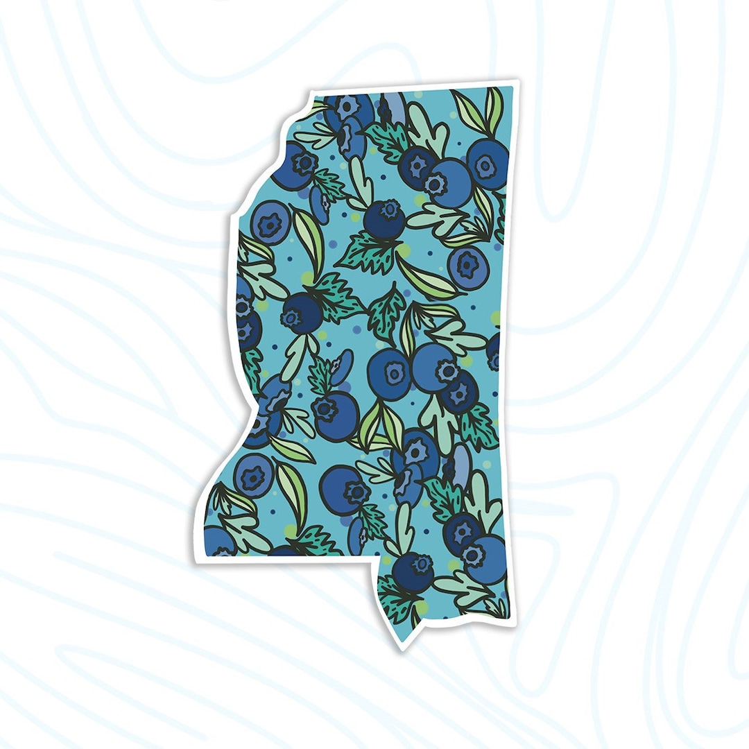 Mississippi Blueberry Sticker, Mississippi Decal, Waterproof State ...