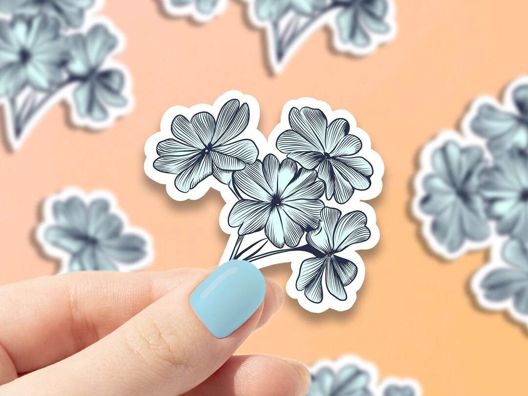 Blue Flower Sprigs Vinyl Sticker, Flower Sticker, , Sticker, , Laptop ...