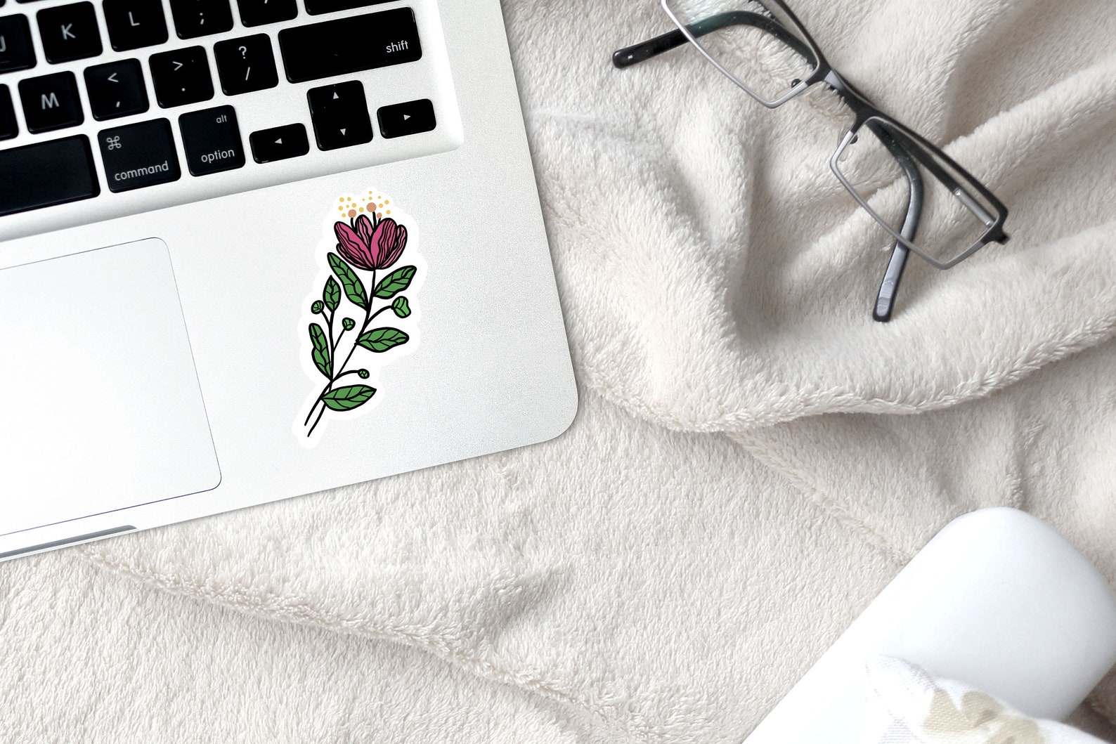 Single Flower Stem Vinyl Sticker, Flower Sticker, Sticker, , Laptop ...