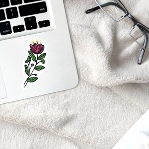 Single Flower Stem Vinyl Sticker, Flower Sticker, Sticker, , Laptop ...