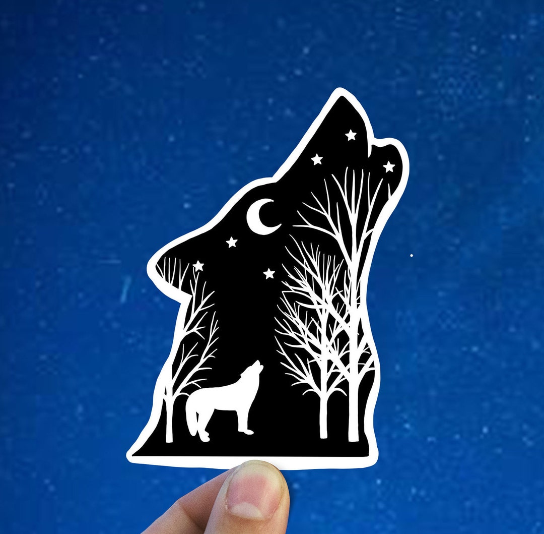 Howling Wolf Vinyl Sticker, Wolf Decal, , , Laptop Sticker, Waterproof ...