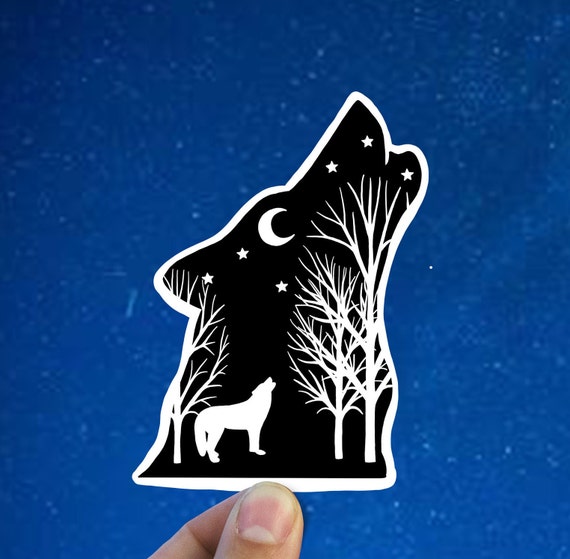 Howling Wolf Vinyl Sticker Wolf Decal Laptop Sticker | Etsy