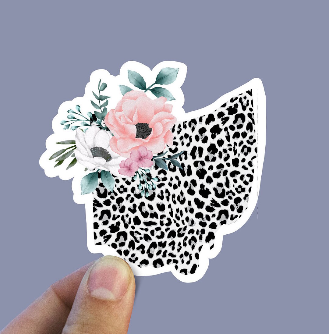 Ohio Leopard Print State Outline Vinyl Sticker State Sticker - Etsy