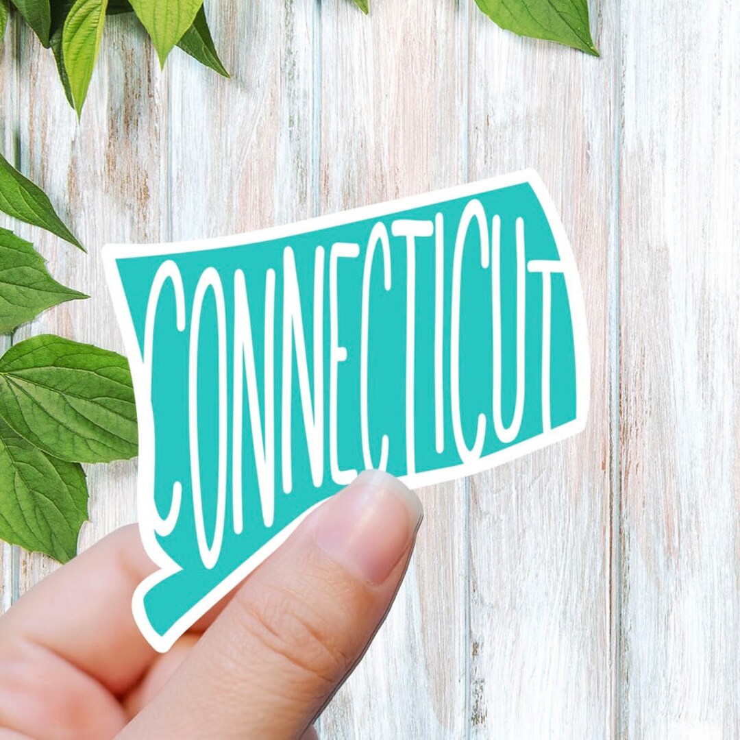 Minimal Connecticut Vinyl Sticker, Custom Stickers, Connecticut, Travel ...