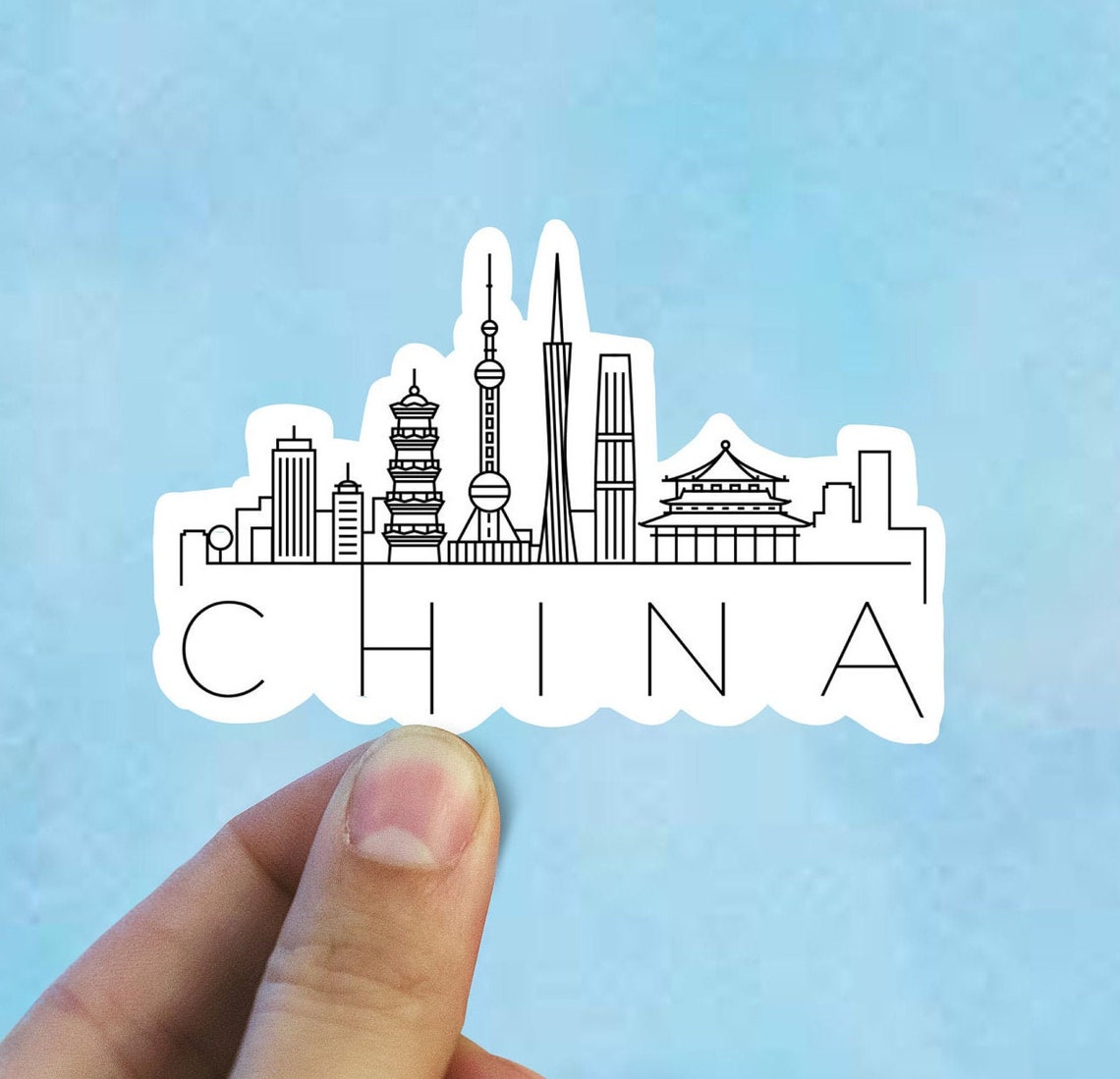 China Skyline Vinyl Sticker, Chinese,best Friend Gift, Birthday Gift ...