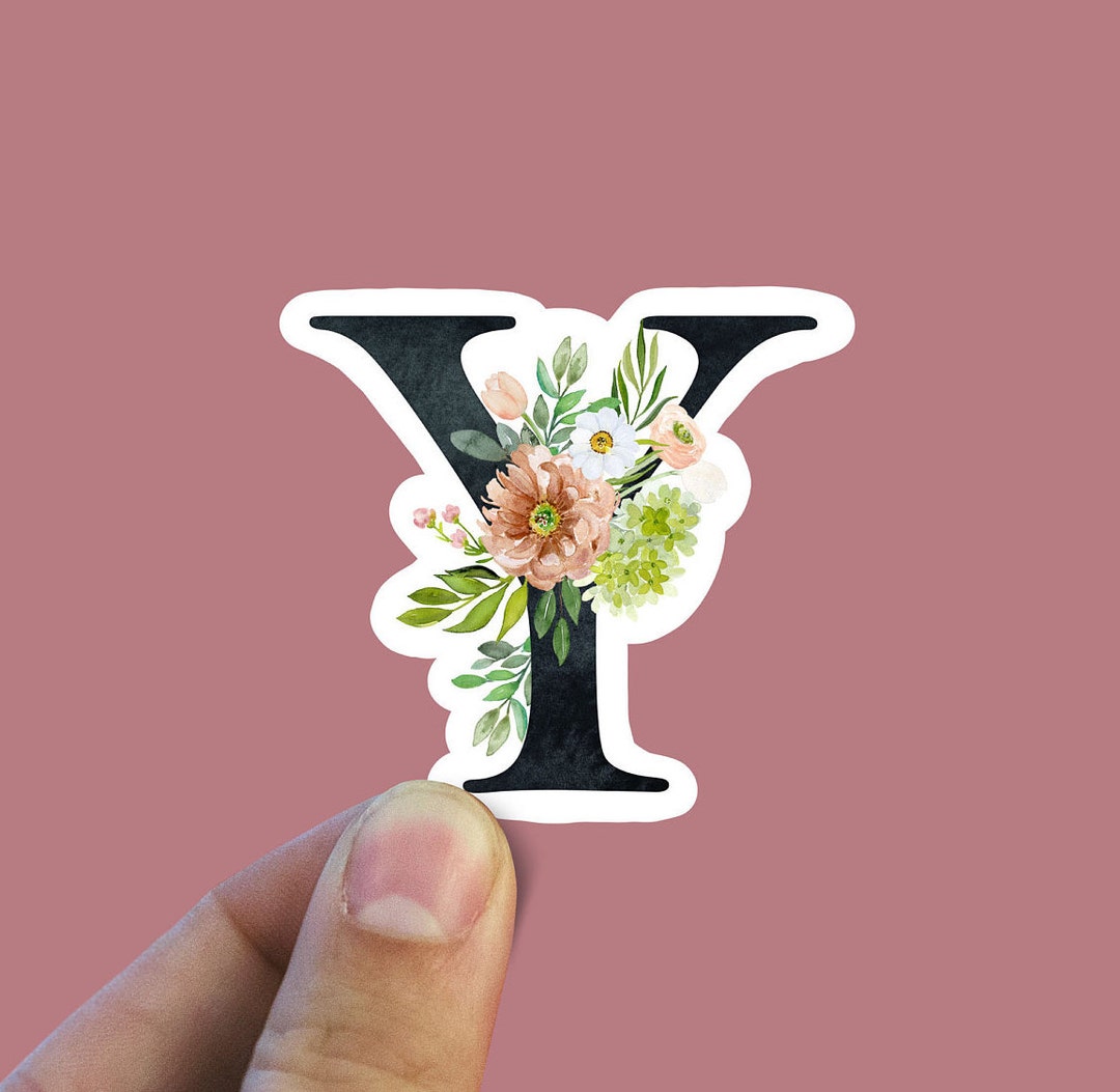 Spring Flower Letter Y Vinyl Sticker, Monogram, Best Friend Gift ...