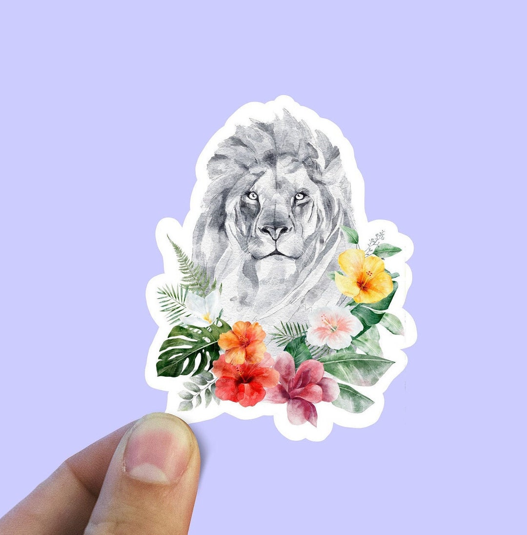 Flower Lion Vinyl Sticker, Lion Sticker, Best Friend Gift, Laptop ...