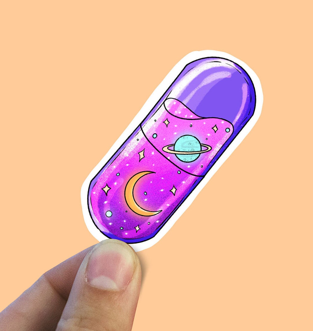 Galaxy Pill Vinyl Sticker, Space, Best Friend Gift, Laptop Sticker ...