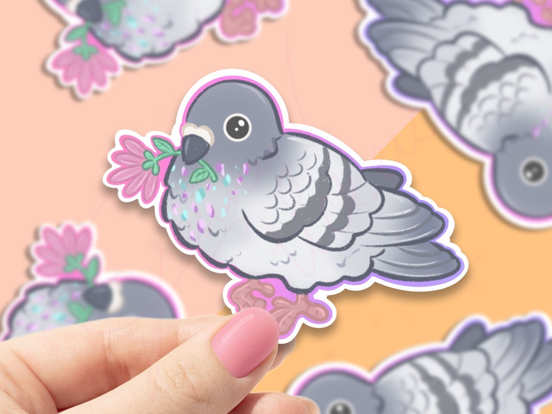 Colorful Floral Pigeon Sticker, Stickers, Animal Stickers, Rainbow ...