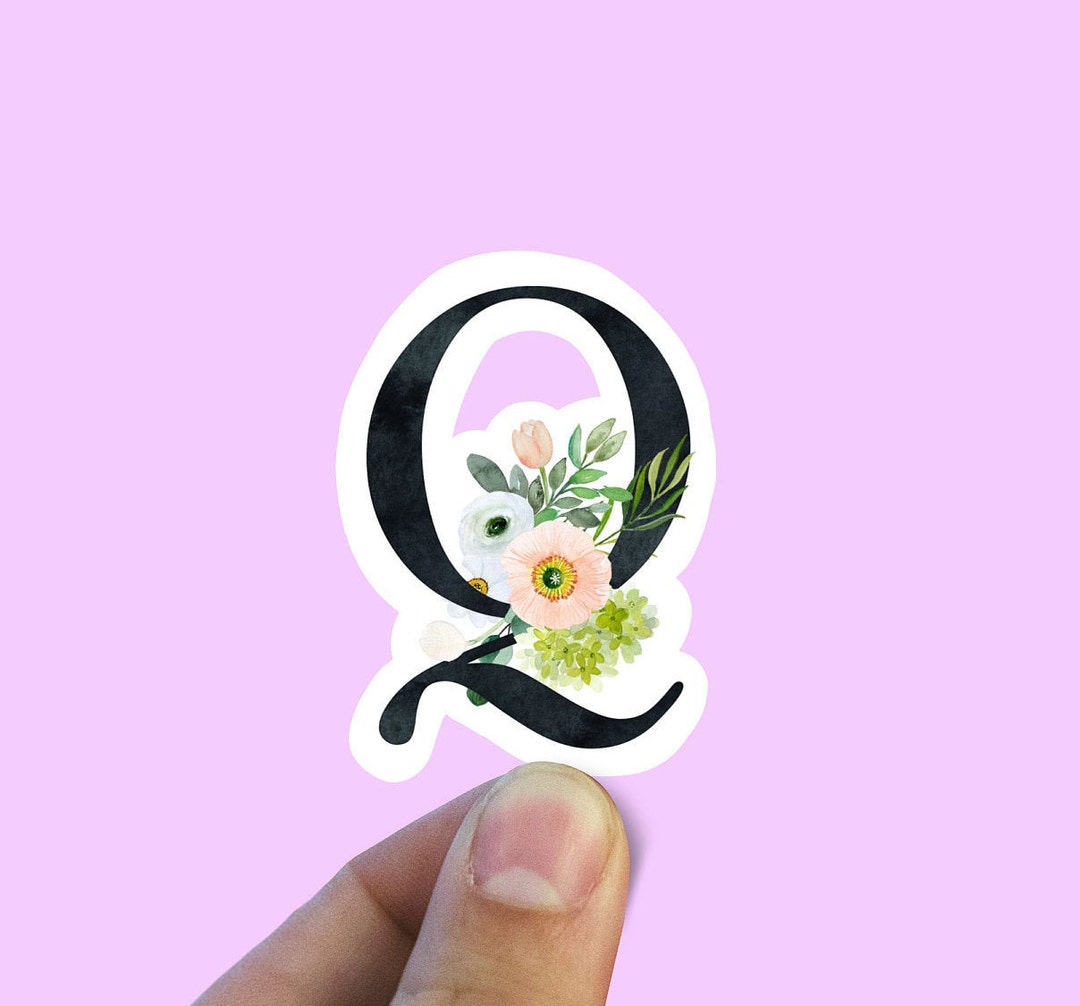 Spring Flower Letter Q Vinyl Sticker, Monogram, Best Friend Gift ...