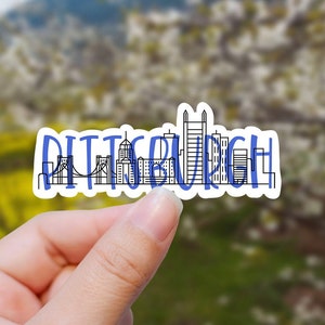 Colorful Pittsburgh Skyline Vinyl Sticker, Travel Stickers ...