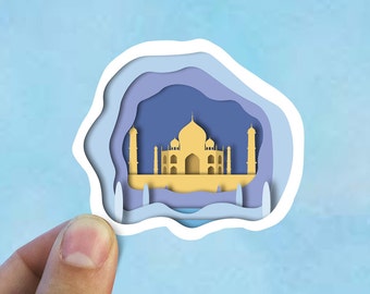 Taj Mahal Sticker, Retro Taj Mahal Sticker, India Sticker, India Decal ...