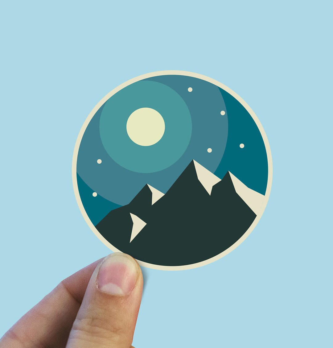 Night Mountains Aesthetic Vinyl Sticker, Adventure Sticker, Travel ...