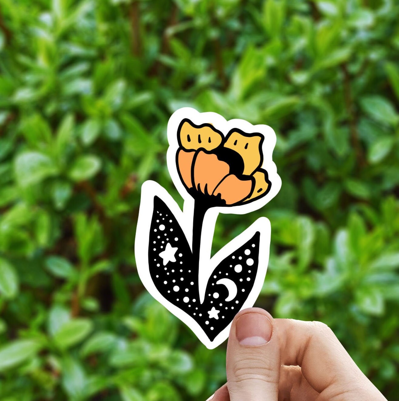 Galaxy Flower Vinyl Sticker Illustrated Flower Sticker - Etsy