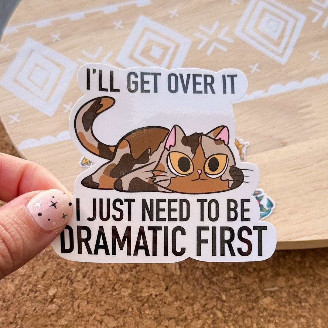 Dramatic Cat Vinyl Sticker, Cat Stickers, Relatable Quotes, Best Friend ...