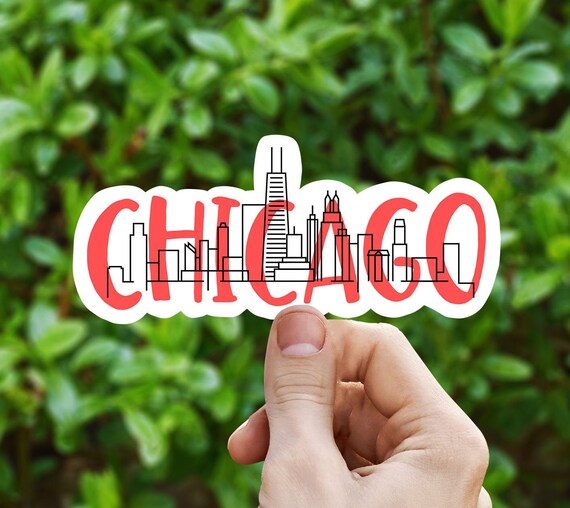 Colorful Chicago Skyline Vinyl Sticker Illinoisbest Friend | Etsy