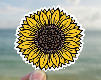 Sunflower Vinyl Sticker, Flower Vintage Sticker, Flower Sticker, Laptop ...