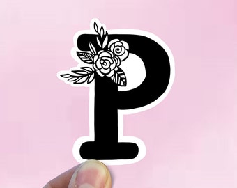 Letter D Flower Vinyl Sticker Monogram Best Friend Gift | Etsy