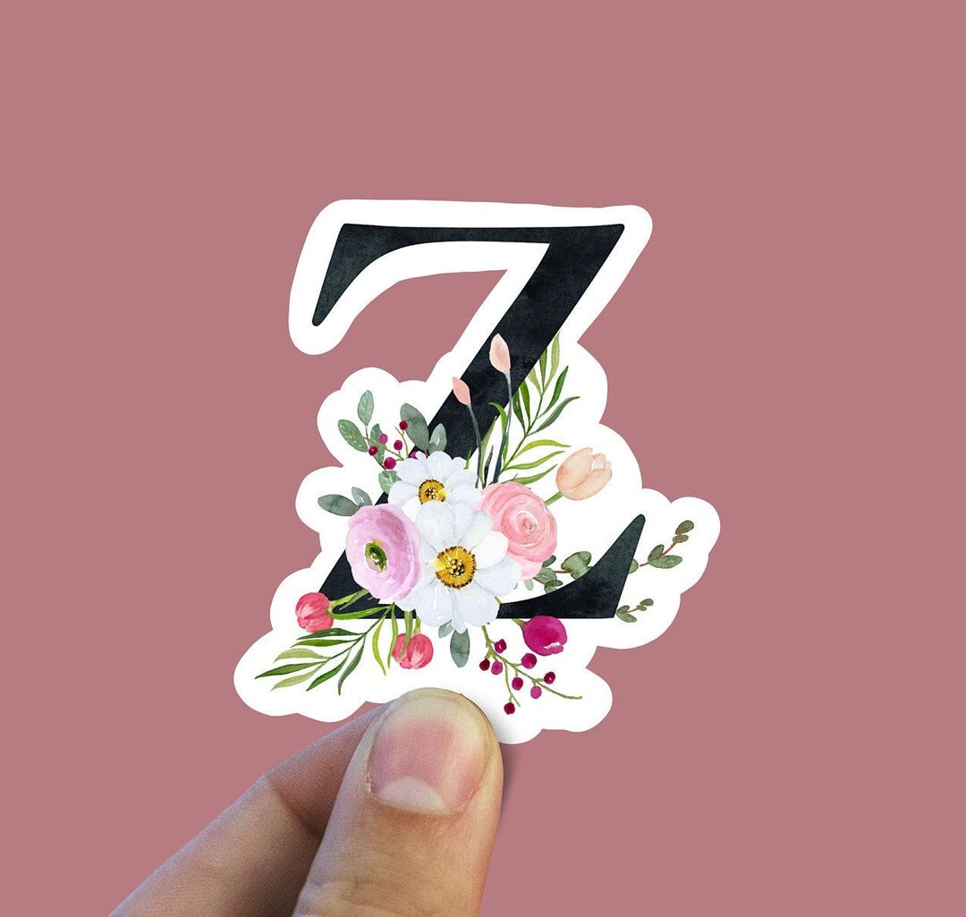 Spring Flower Letter Z Vinyl Sticker, Monogram, Best Friend Gift ...