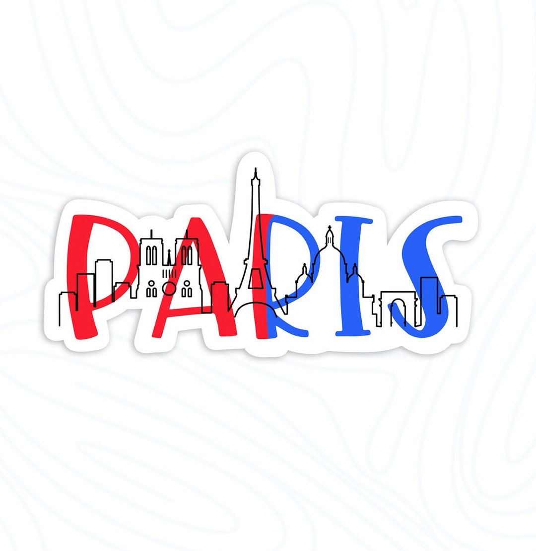 Colorful Paris Skyline Vinyl Sticker, Travel Stickers, Paris France ...