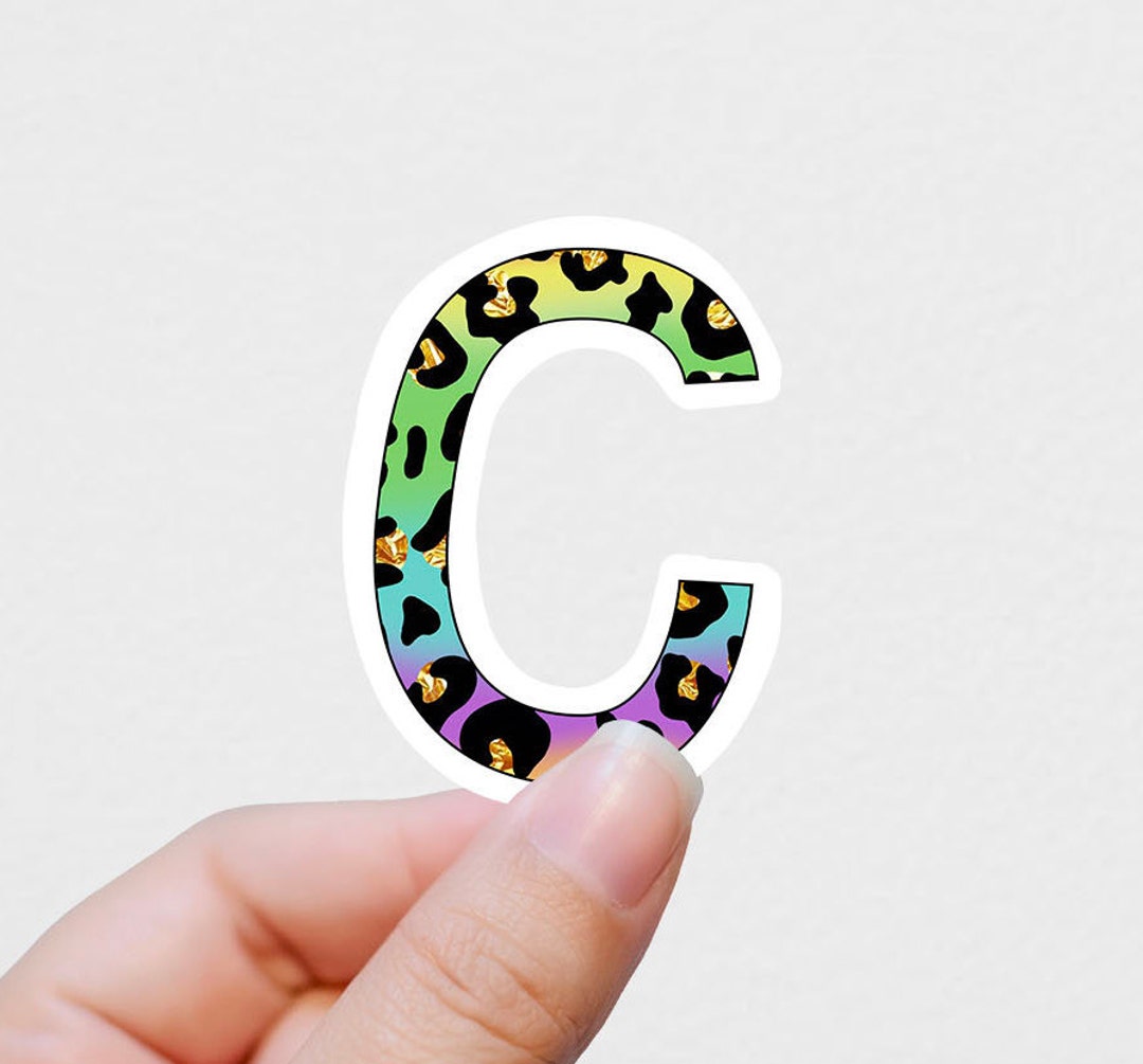Rainbow Cheetah Letter C Vinyl Sticker, Monogram, Best Friend Gift ...