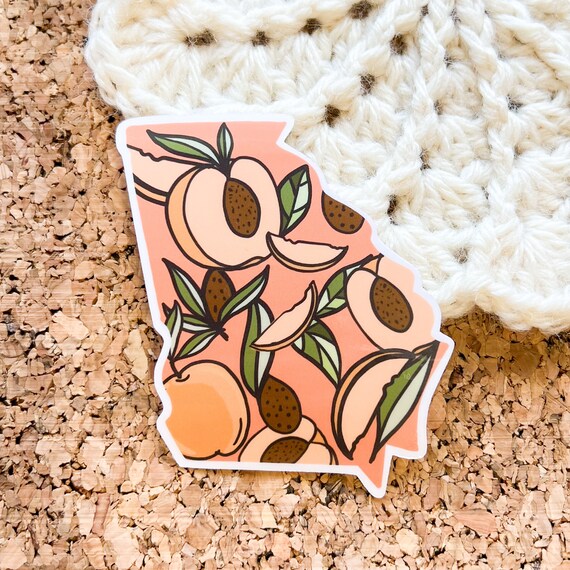 Georgia a Peach Sticker Texas Decal Waterproof State - Etsy