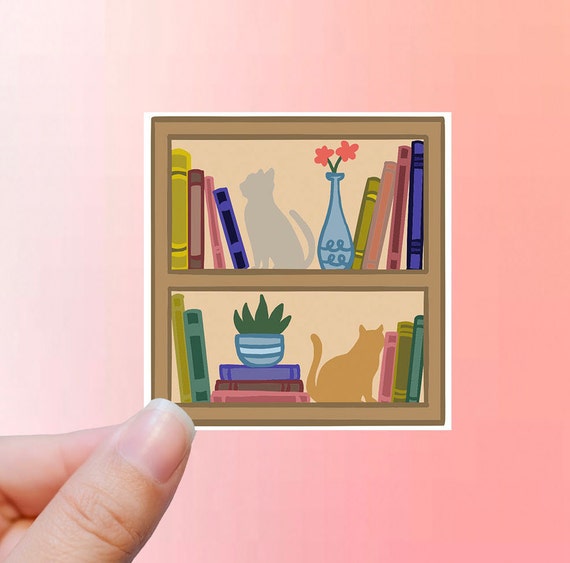 Kitty Bookshelf Vinyl Sticker Book Quotes Best Friend Gift - Etsy