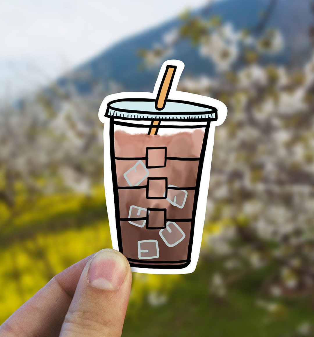 Iced Coffee Vinyl Sticker Coffee Sticker Ice Coffee Sticker - Etsy