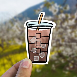 Iced Coffee Vinyl Sticker, Coffee Sticker, Ice Coffee Sticker, , Laptop ...