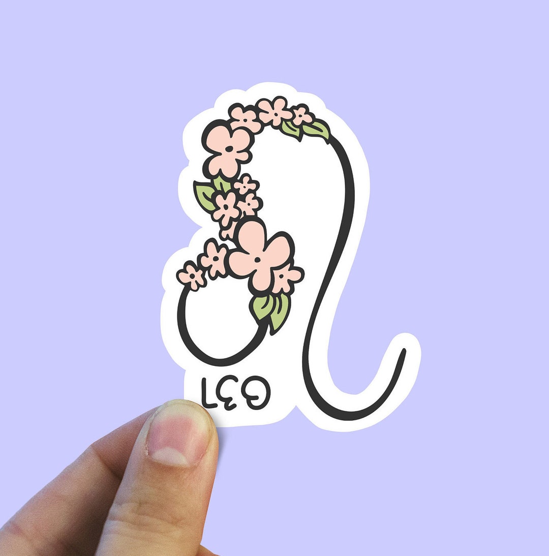 Flowered Leo Sticker, Leo Zodiac Sticker, Star Signs, Stickers for ...