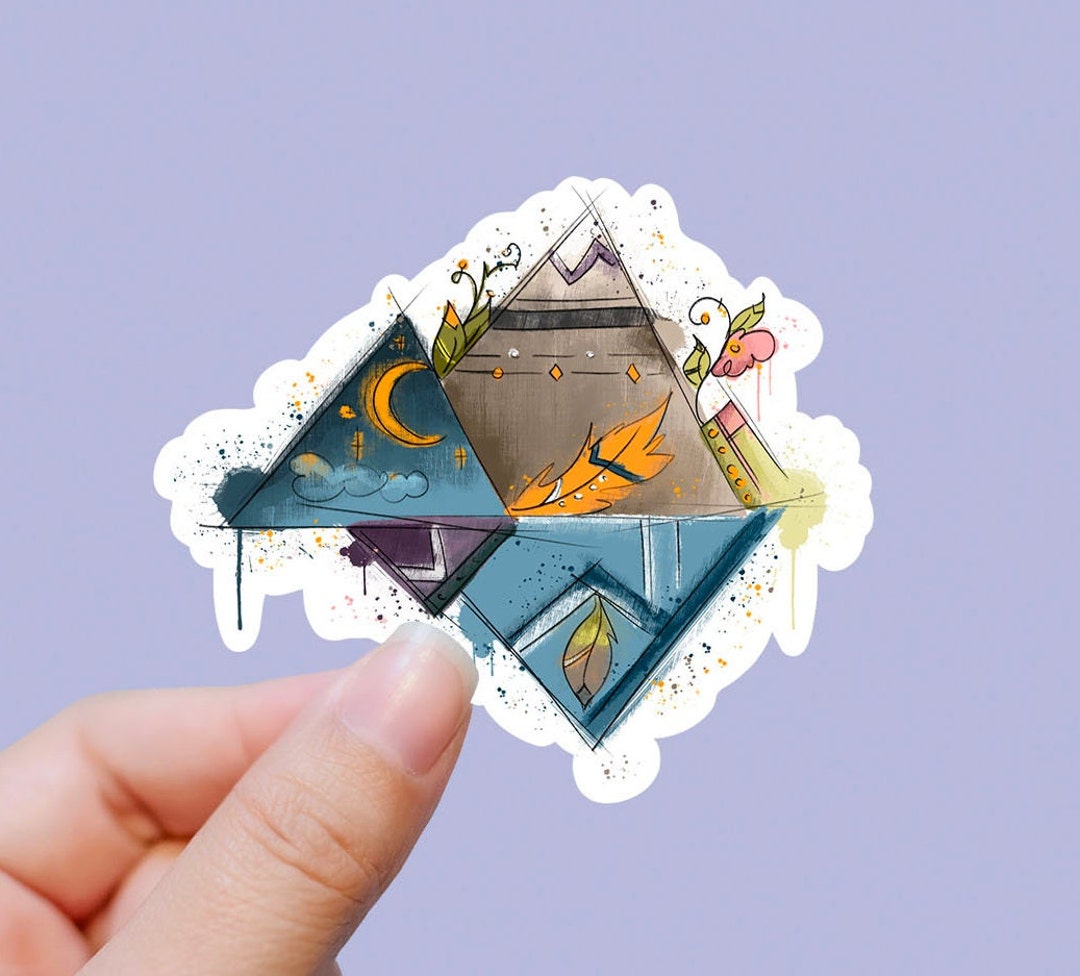 Offbeat Mountains Vinyl Sticker, Moon Stickers, Sleeping Moon, Trendy ...