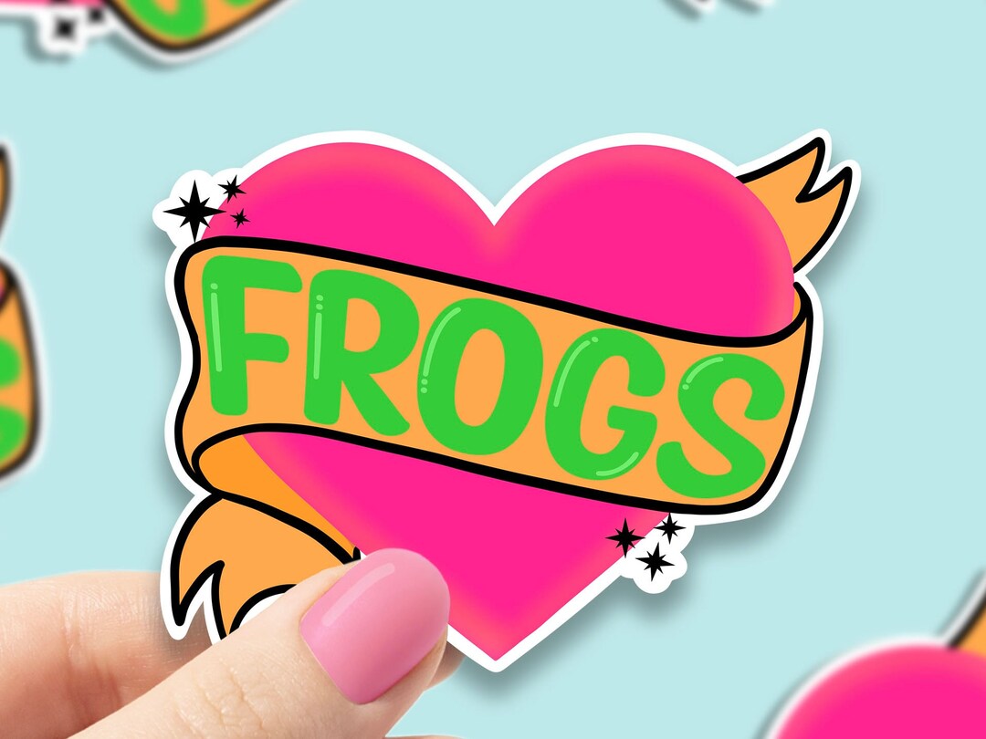 Heart Frogs Sticker, Sticker for Water Bottle, Heart Stickers, Small ...