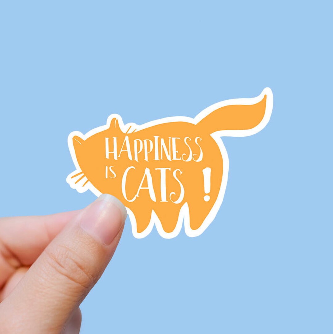 Happiness is Cats Vinyl Sticker, Tumbler Decal, Funny Stickers, Water ...