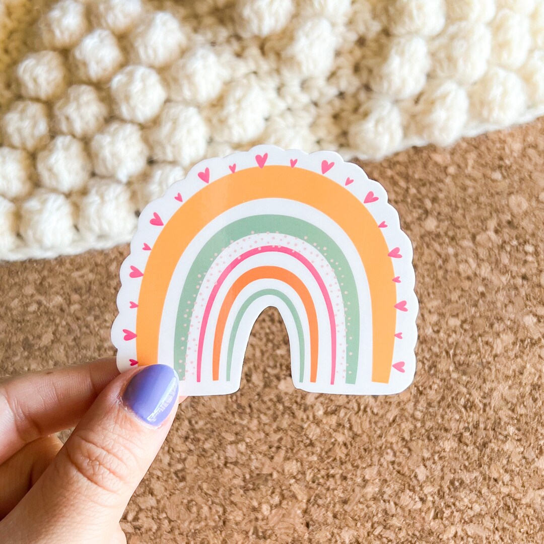 Rainbows and Hearts Vinyl Sticker, Rainbow Sticker, Peaceful Sticker ...