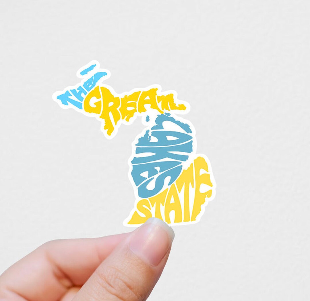 State of Michigan Outline Sticker, Michigan, Waterproof State Sticker ...