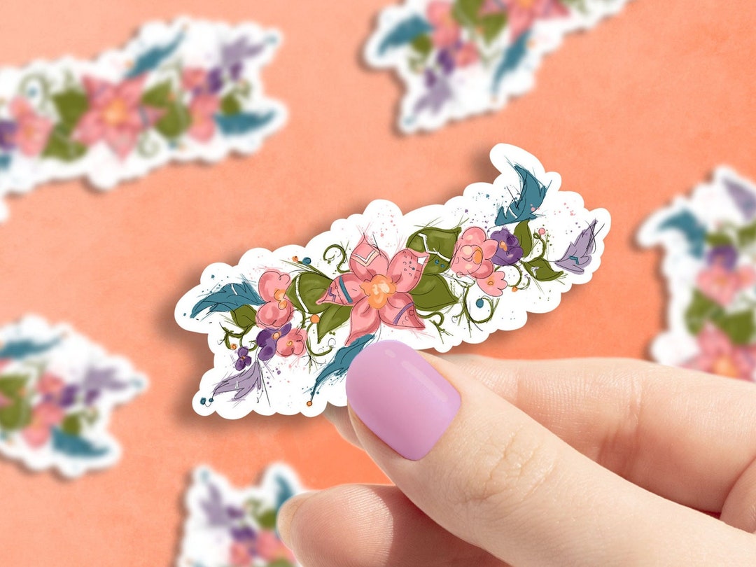 Offbeat Florals Vinyl Sticker, Flower Stickers, Floral Decals, Trendy ...