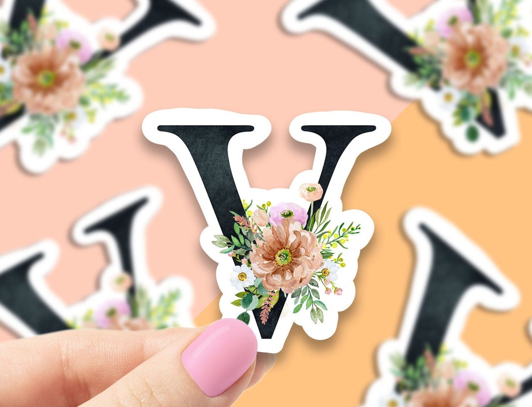 Spring Flower Letter V Vinyl Sticker, Monogram, Best Friend Gift ...
