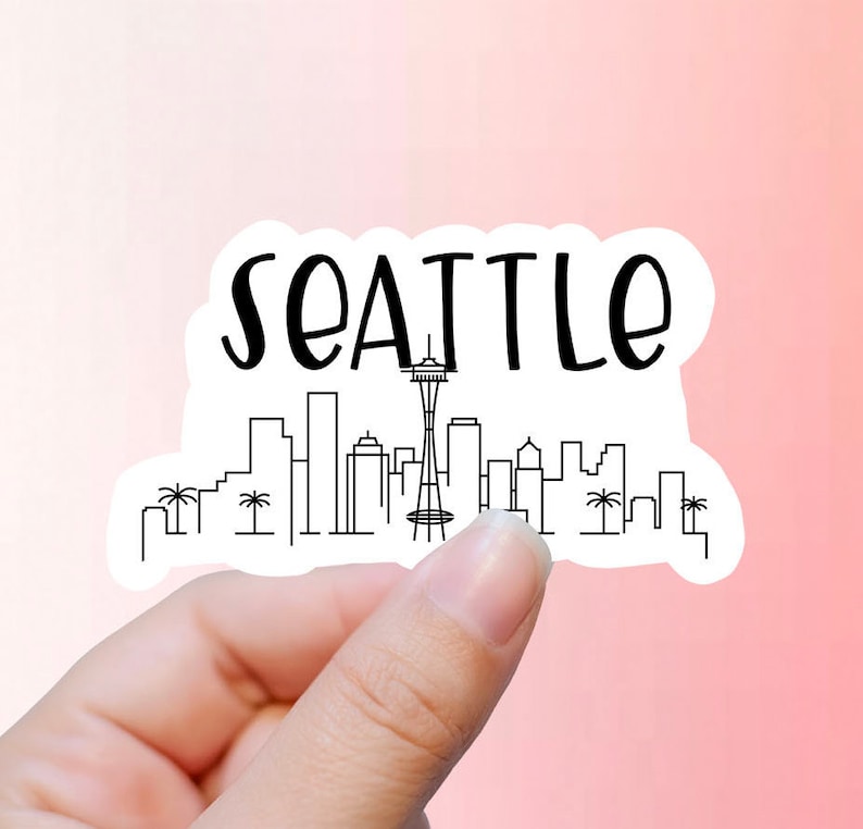 Stylized Seattle skyline vinyl sticker Washington state Best | Etsy