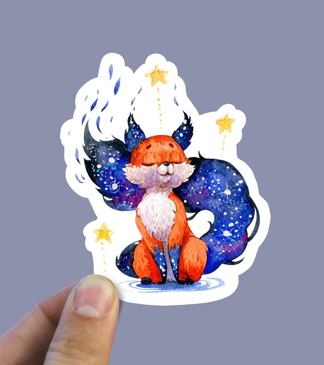 Starry Swirl Fox Vinyl Sticker, Fox Sticker, Best Friend Gift, Laptop ...