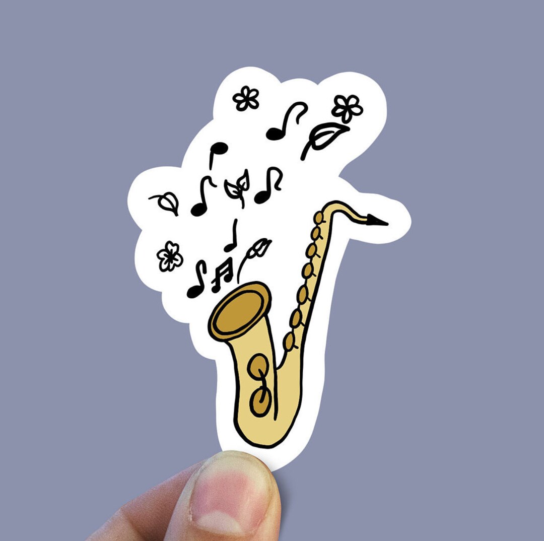 Musical Saxaphone Vinyl Sticker, Aesthetic Stickers, Music Stickers ...